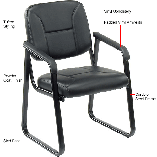 Interion® Reception Chair - Vinyl - Black