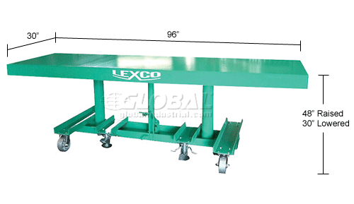 Lexco® - Wesco® Extra Long Deck Lift Table 492130 96"L x 30"W 2000 Lb ...