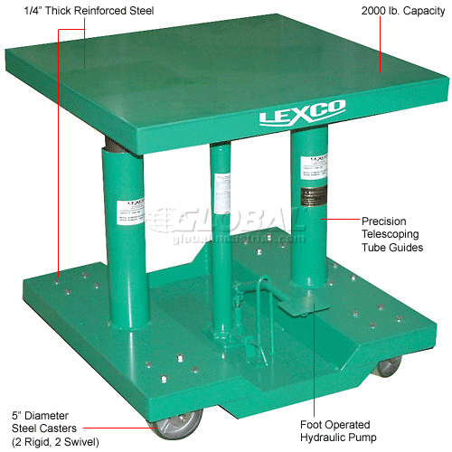 Lexco® - Wesco® Lift Table 492202 30"L x 30"W 2000 Lb. Capacity