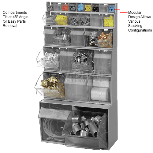 Quantum Tip Out Storage Bin QTB309 - 9 Compartments Gray