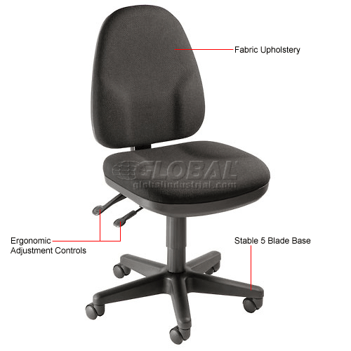 Interion® Task Chair With 19"H Back, Fabric, Black