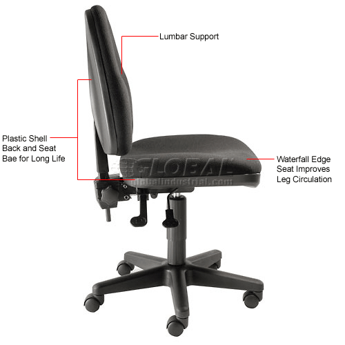 Interion® Task Chair With 19"H Back, Fabric, Black