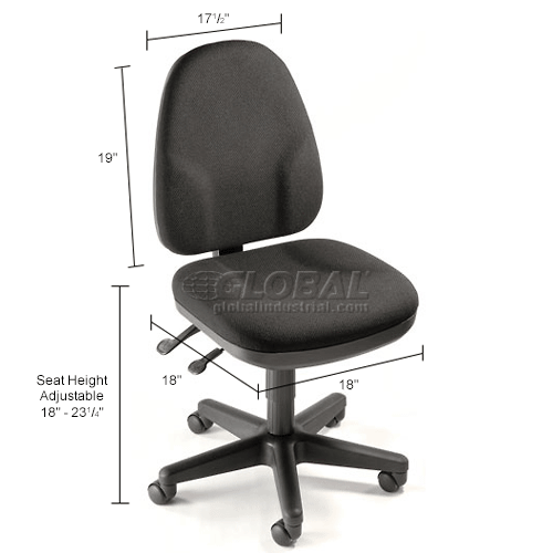 Interion® Task Chair With 19"H Back, Fabric, Black