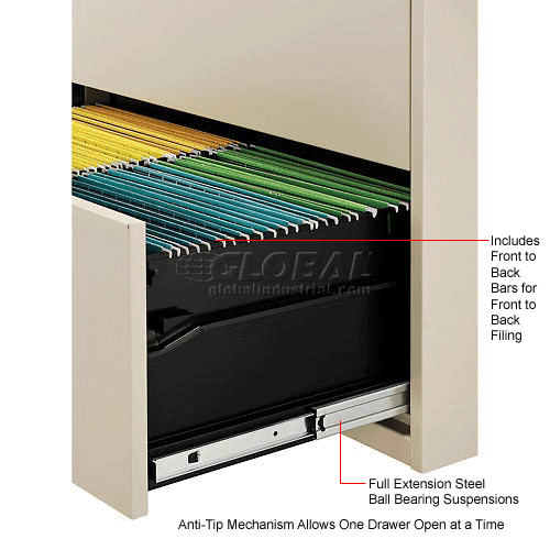 Interion® 30" Premium Lateral File Cabinet 4 Drawer Putty