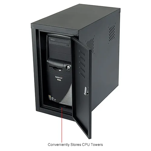 Global Industrial Security Computer CPU Enclosed Cabinet Side Car Black