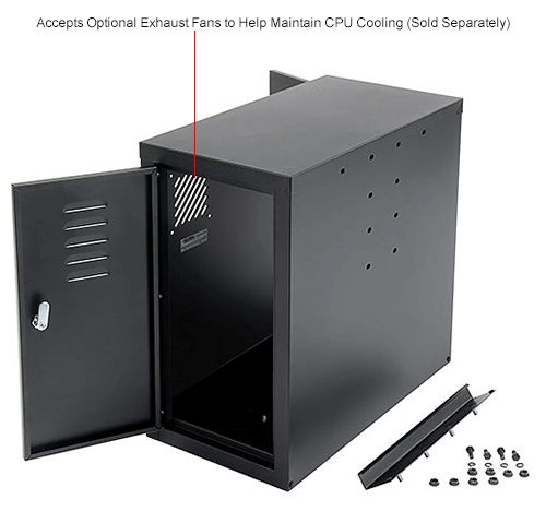 Global Industrial™ Security Computer CPU Enclosed Cabinet Side Car, Black