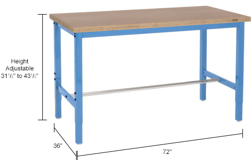 Global Industrial™ 72x30 Adjustable Height Workbench Square Tube Leg ...