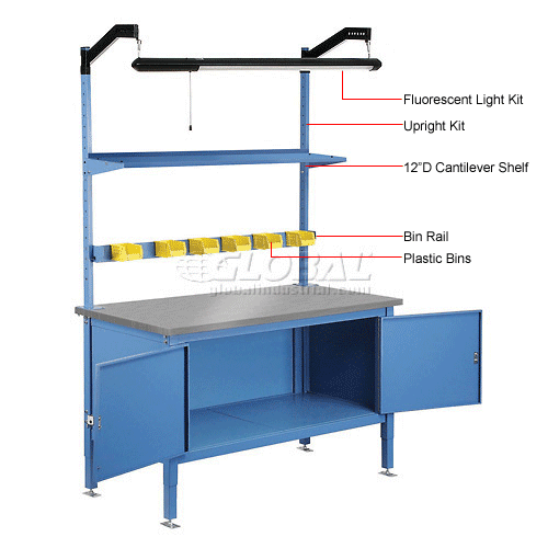 Global Industrial™ 72 x 30 Security Cabinet Bench - Stainless Square Edge