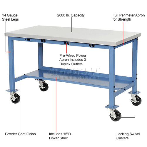 Global Industrial™ Mobile Packing Workbench W/Power Apron, Laminate ...
