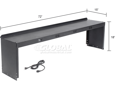 Global Industrial™ Steel Power Riser, 72"W x 15"D, Black