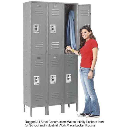 Global Industrial™ Infinity® 2-Tier 6 Door Locker, 12"Wx12"Dx36"H, Gray ...
