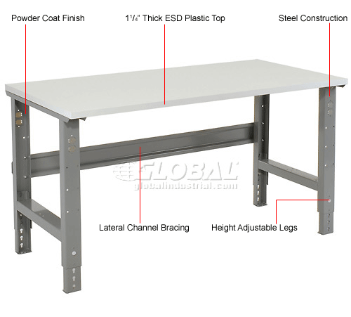 Global Industrial™ 48x30 Adjustable Height Workbench C-Channel Leg ...