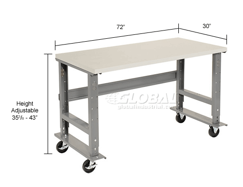 Global Industrial™ 72x30 Mobile Adjustable Height C-Channel Leg ...