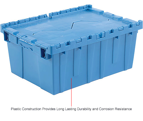 Global Industrial™ Plastic Attached Lid Shipping and Storage Container ...