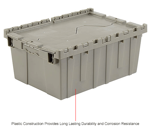 Global Industrial™ Plastic Attached Lid Shipping & Storage Container 21 ...