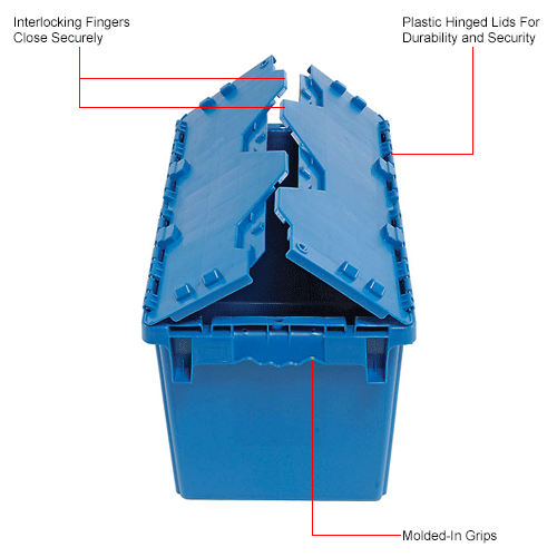 Global Industrial™ Plastic Attached Lid Shipping & Storage Container ...