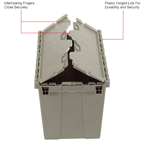 Global Industrial™ Plastic Attached Lid Shipping & Storage Container 21 ...