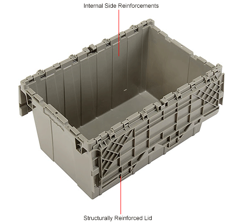 Global Industrial™ Plastic Attached Lid Shipping & Storage Container 25 ...