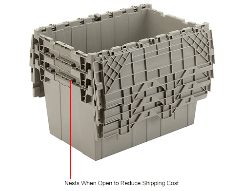 Global Industrial™ Plastic Attached Lid Shipping & Storage Container 25 ...