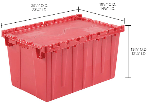 Global Industrial™ Plastic Attached Lid Shipping & Storage Container 25 ...