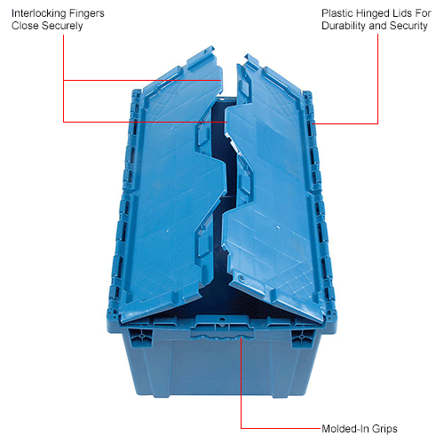 Global Industrial™ Plastic Attached Lid Shipping and Storage Container ...