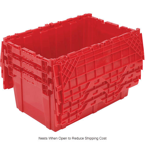 Attached Lid Shipping Container 27-3/16 x 16-5/8 x 12-1/2 Red with ...