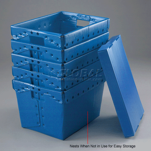 Global Industrial™ Corrugated Plastic Postal Mail Tote With Lid 18-1 ...