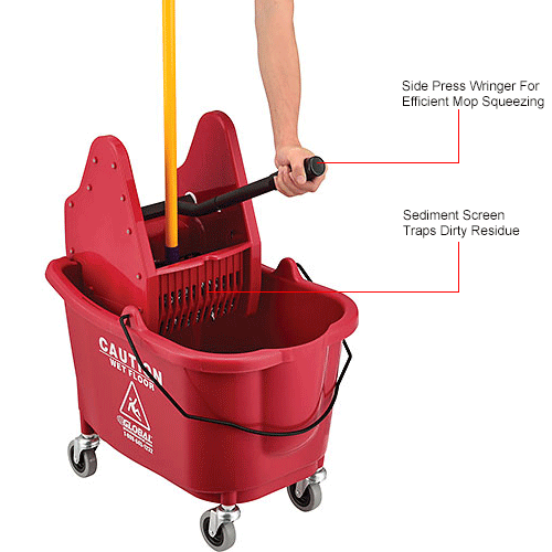 Global Industrial™ Mop Bucket And Wringer Combo 38 Qt., Down Press, Red ...