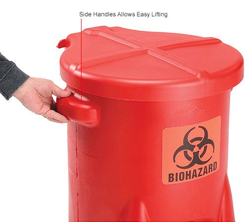 Eagle 14 Gallon Safety Poly Biohazardous Waste Can, Red - 947BIO