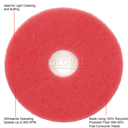 Global Industrial™ 13" Buffing Pad, Red, 5 Per Case