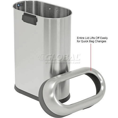 Simplehuman® Stainless Steel Slim Oval Open Top Trash Can, 13 Gallon