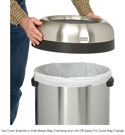 Simplehuman® Stainless Steel Bullet Open Top Trash Can, 21 Gallon