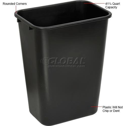 Global Industrial™ 41-1/4 Qt. Plastic Wastebasket, Black