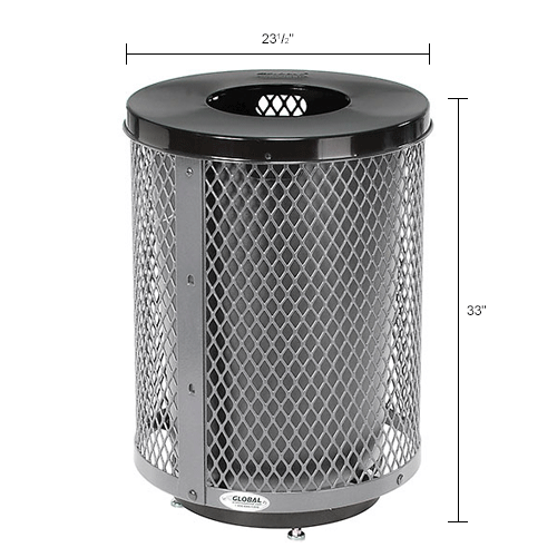 Global Industrial™ Outdoor Diamond Steel Trash Can With Flat Lid & Base ...