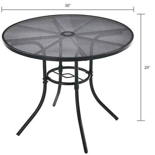 Interion® 36" Round Outdoor Café Table, Steel Mesh, Black