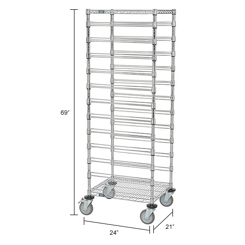 Global Industrial™ Chrome Wire Cart With (11) 3"H Gray Grid Containers ...