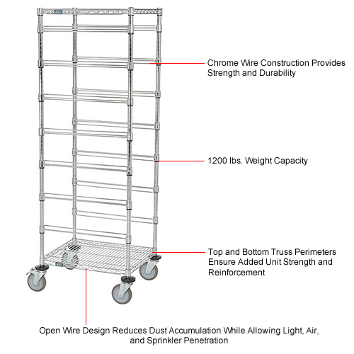 Global Industrial™ 21"L x 24"W x 69"H Chrome Wire Cart - 7 Level