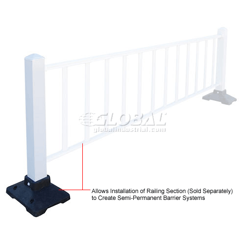 Safety Steel Galvanized Post with Rubber Base 39"H White, Post Only