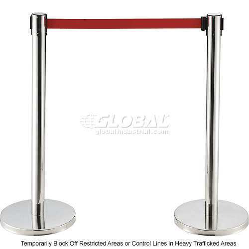 Global Industrial™ Retractable Belt Barrier, 39" Stainless Steel Post ...