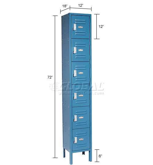 Global Industrial™ 6-Tier 6 Door Box Locker, 12"W x 18"D x 12"H, Blue ...