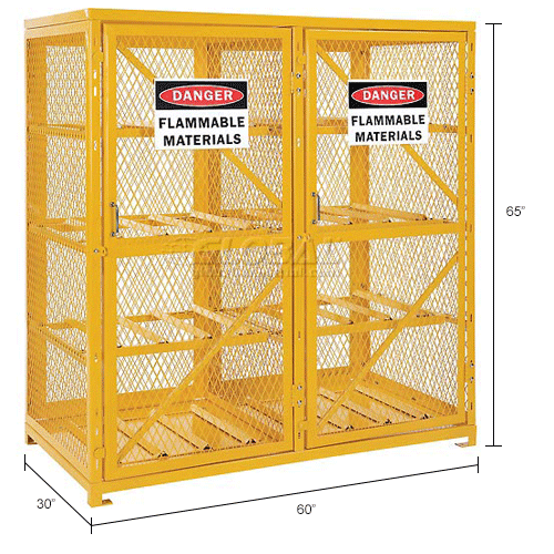 Global Industrial™ Cylinder Storage Cabinet DBL Door Horizontal, 16 ...