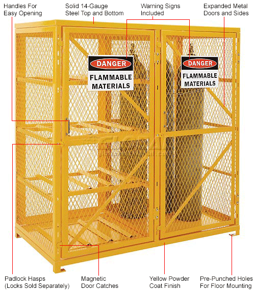 Global Industrial™ Cylinder Storage Cabinet DBL Door Combo 8 Horizontal ...