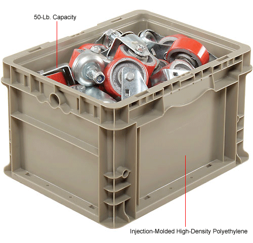 Global Industrial™ Stackable Straight Wall Container, Solid, 12"Lx15 ...