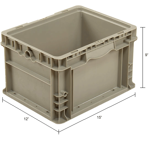 Global Industrial™ Stackable Straight Wall Container, Solid, 12"Lx15 ...