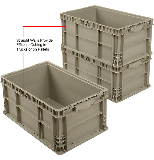 Global Industrial™ Stackable Straight Wall Container, Solid, 24"Lx15 ...