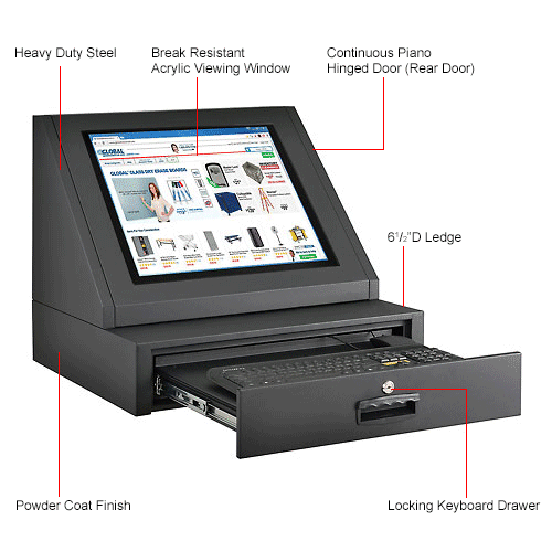 Global Industrial™ Countertop LCD Console Computer Cabinet, Black