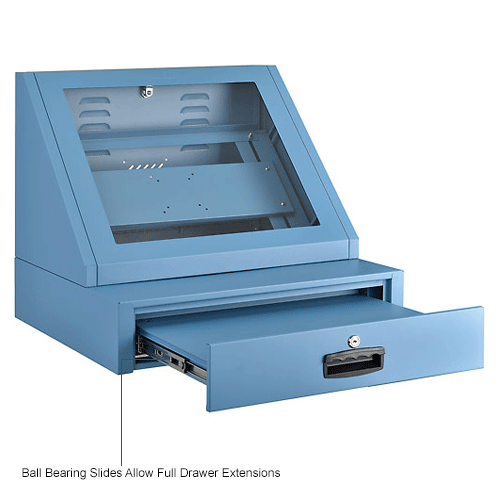 Global Industrial™ Countertop LCD Console Computer Cabinet, Blue