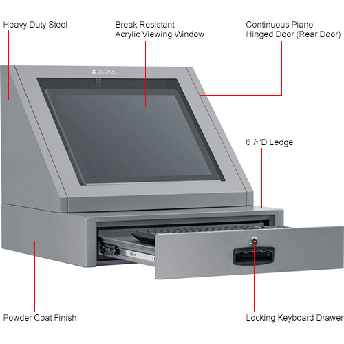 Global Industrial™ Countertop LCD Console Computer Cabinet, Dark Gray