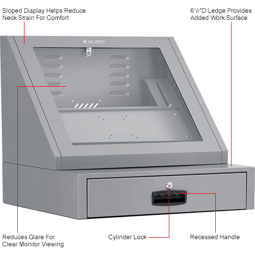 Global Industrial™ Countertop LCD Console Computer Cabinet, Dark Gray