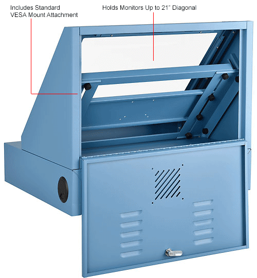 Global Industrial™ Mobile LCD Console Computer Cabinet, Blue
